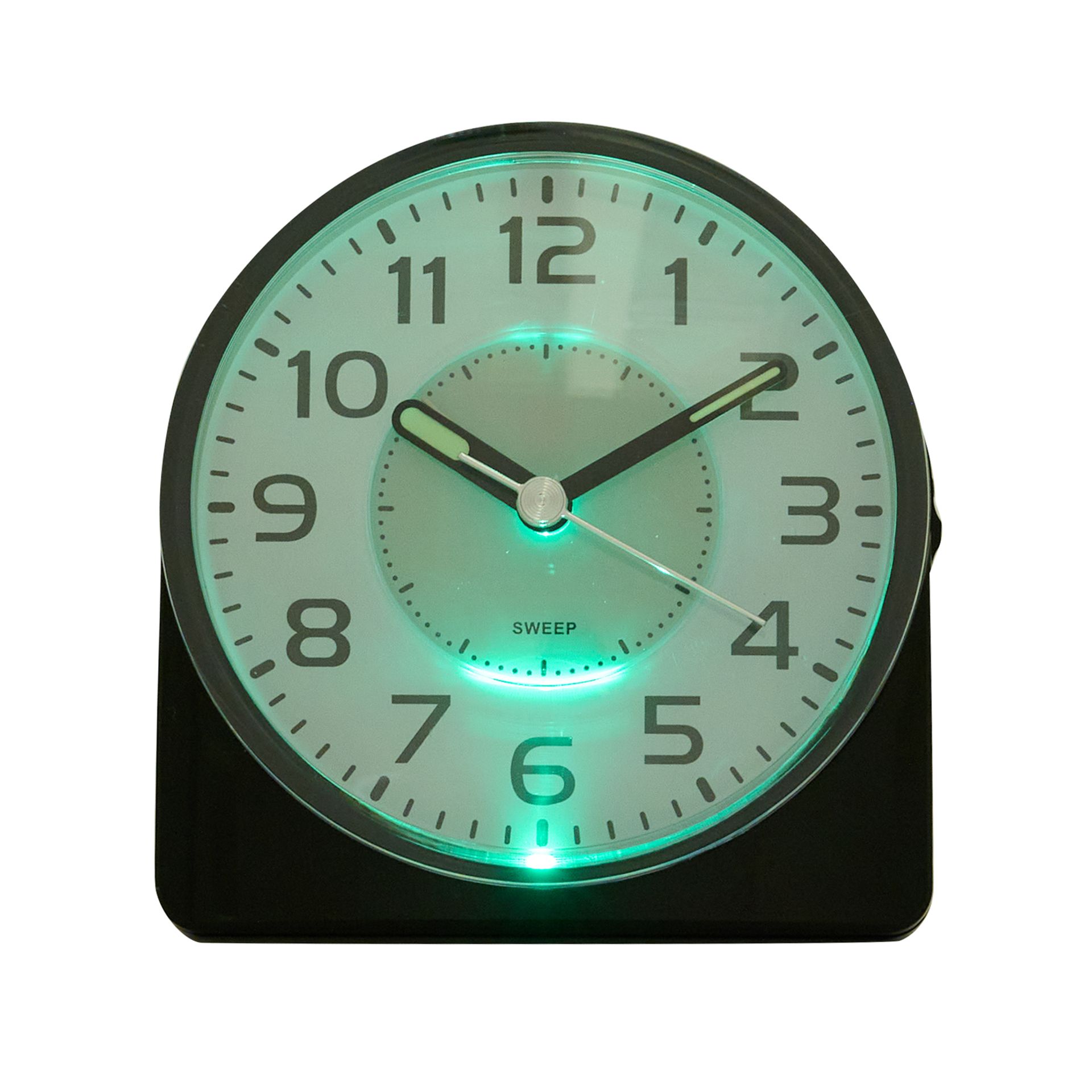 Hometime Silent Sweep Round Face Blinking Light Alarm Clock - Black ...