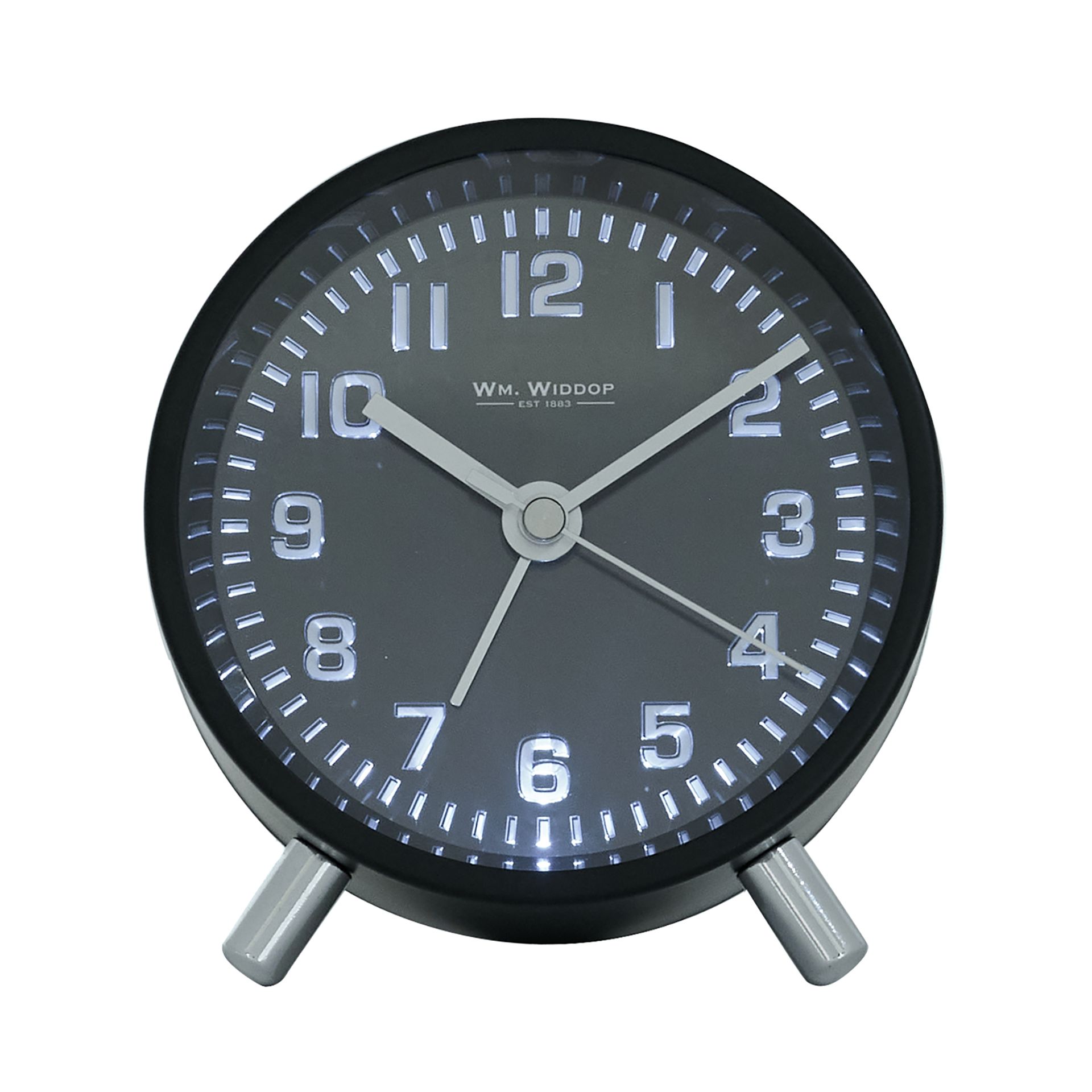 Wm.Widdop Round Alarm Clock Sweep Movement with Silver Hands & Feet ...
