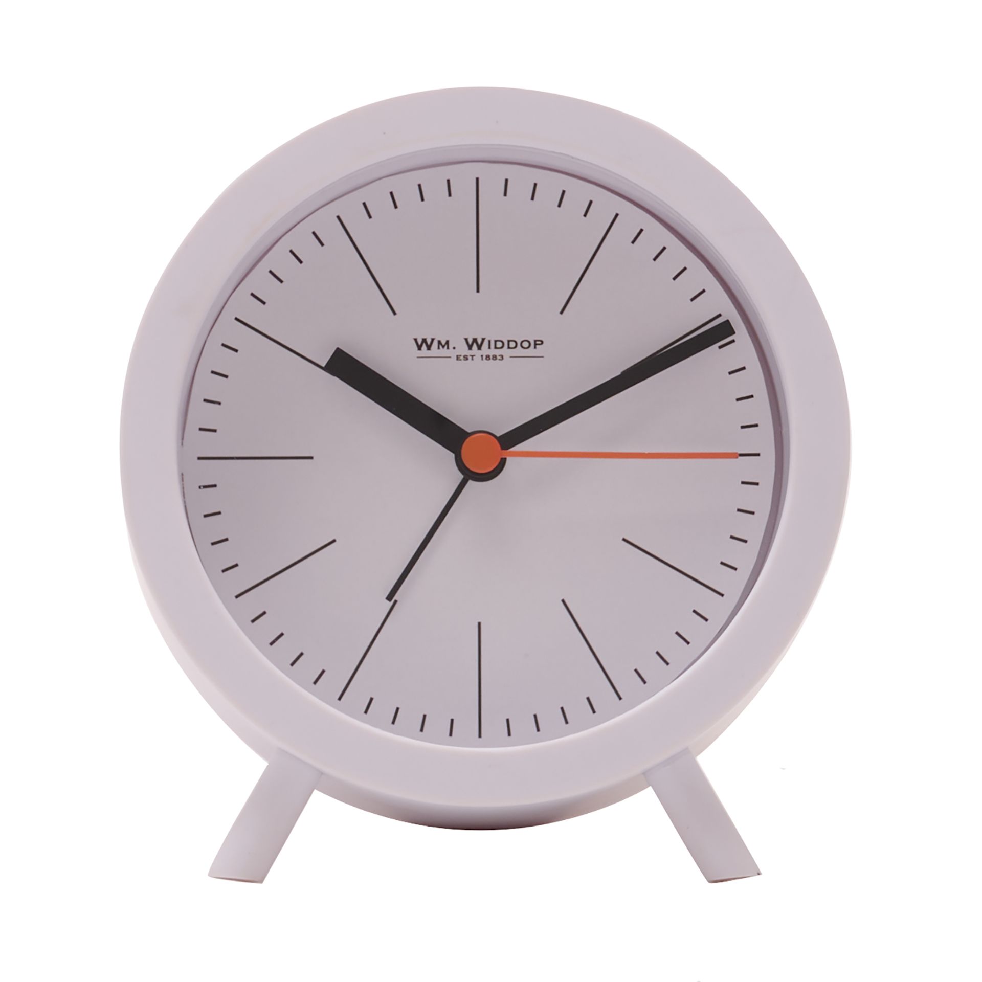 Wm.Widdop Round Alarm Clock Sweep Movement with Feet - White | Widdop ...