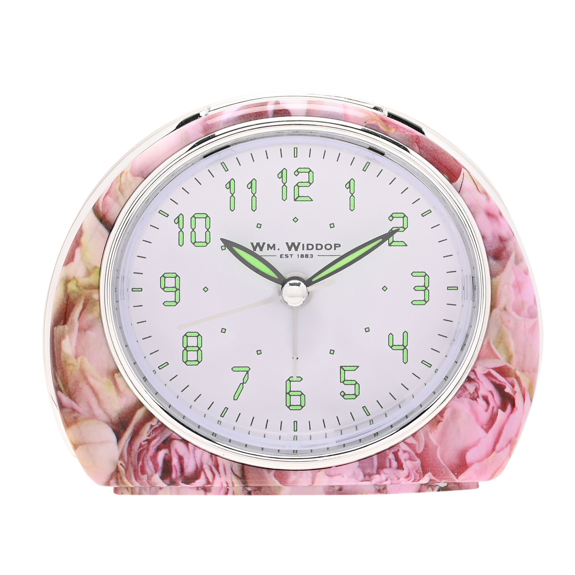 Wm.Widdop Quartz Alarm Clock - Pink Rose Design L/S/C | Widdop and Co.