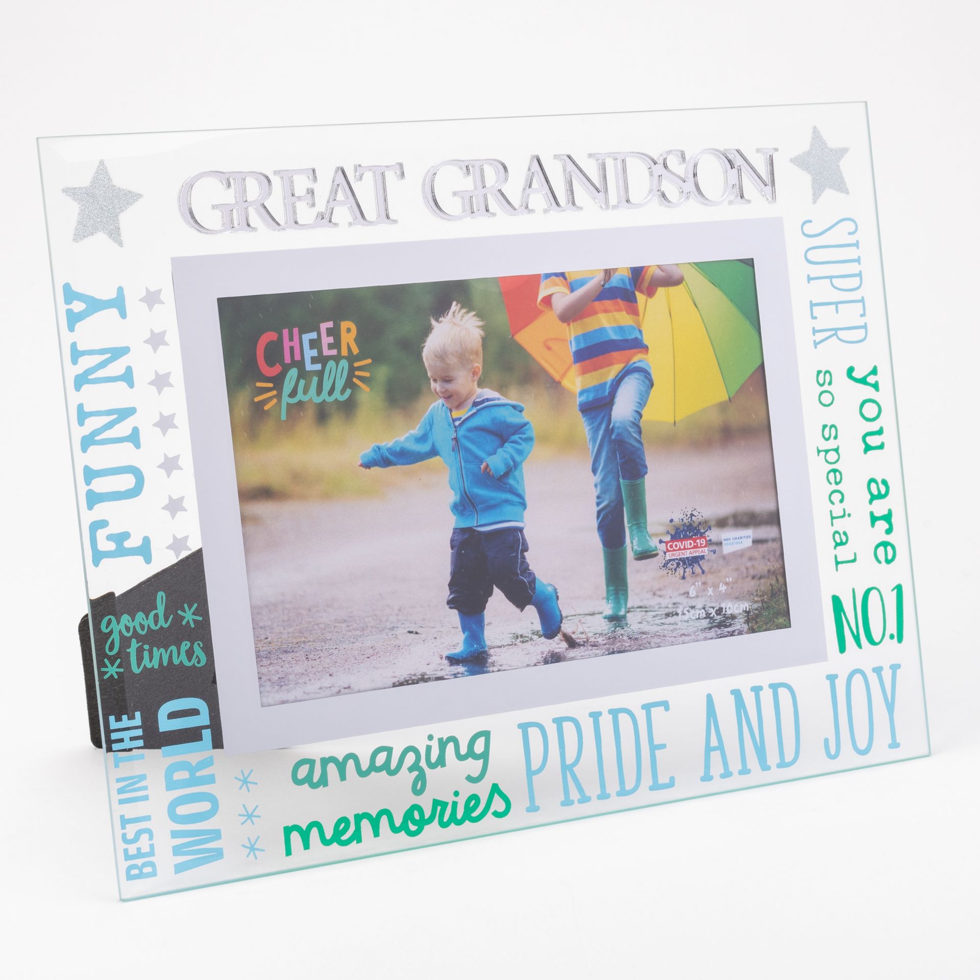Cheerfull Glass Photo Frame 3D Word 6" x 4" - Great Grandson | Widdop ...