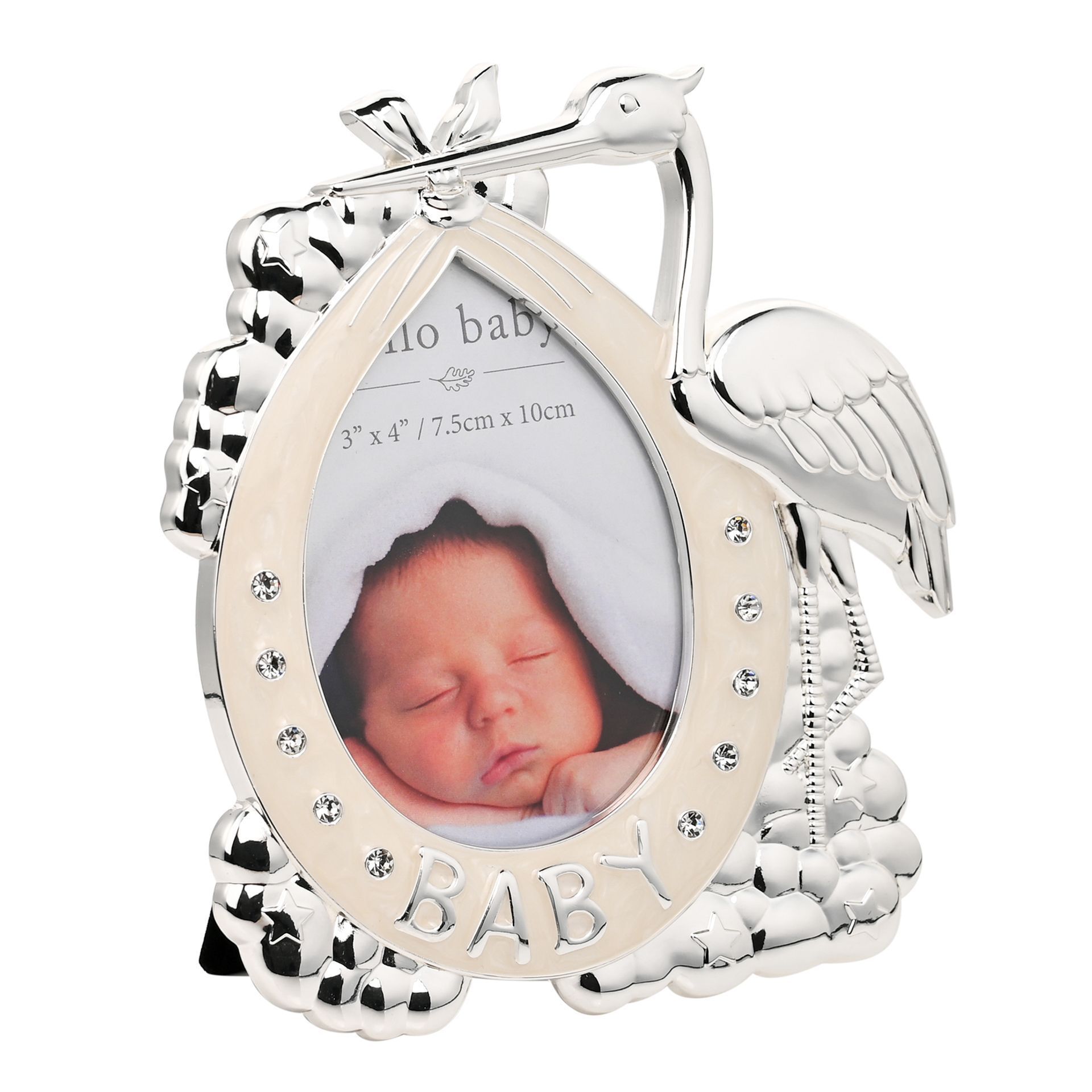 Hello Baby Silverplated Frame - Stork | Widdop and Co.