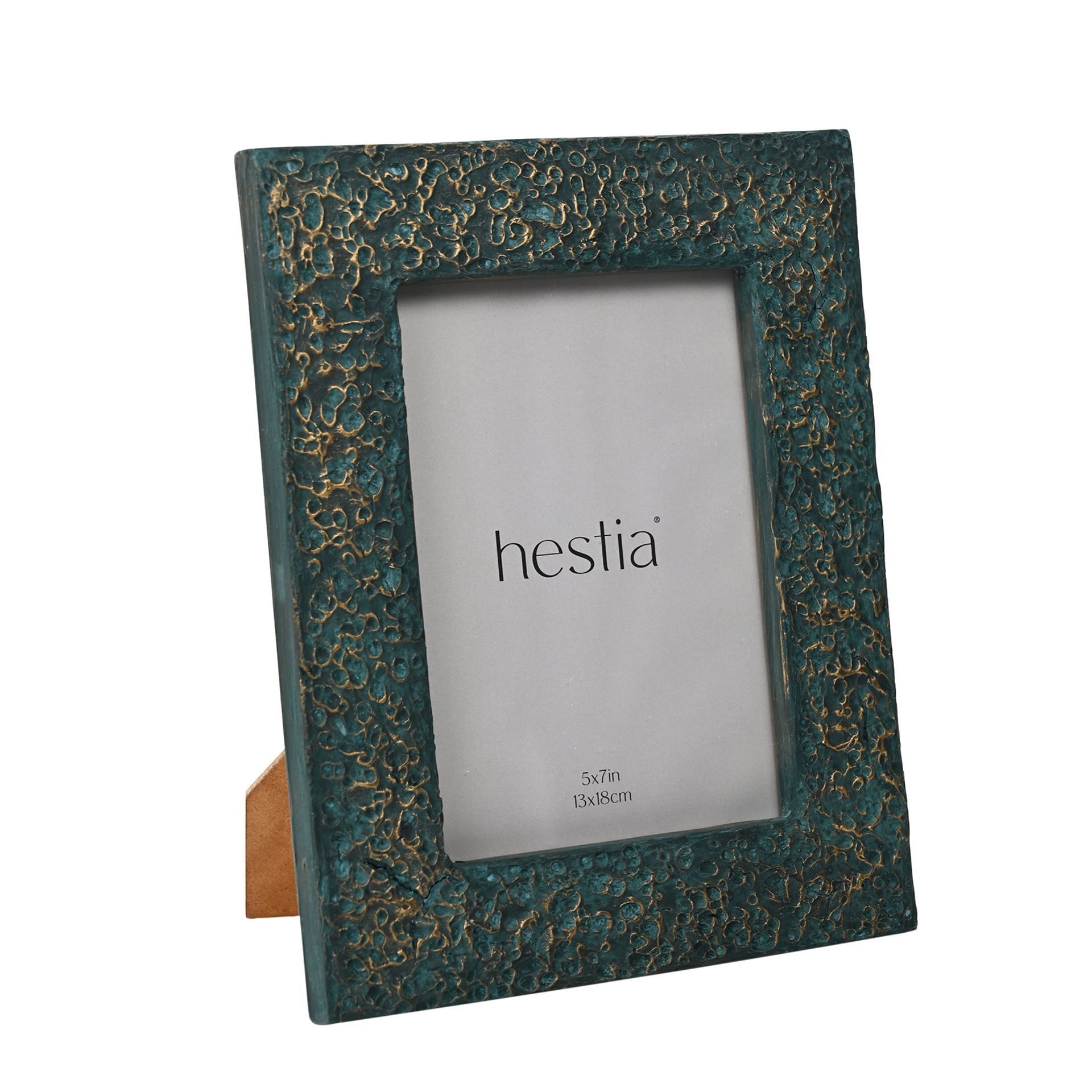 Hestia Photo Frame Teal with Gold Imprint - 5" x 7" | Widdop and Co.