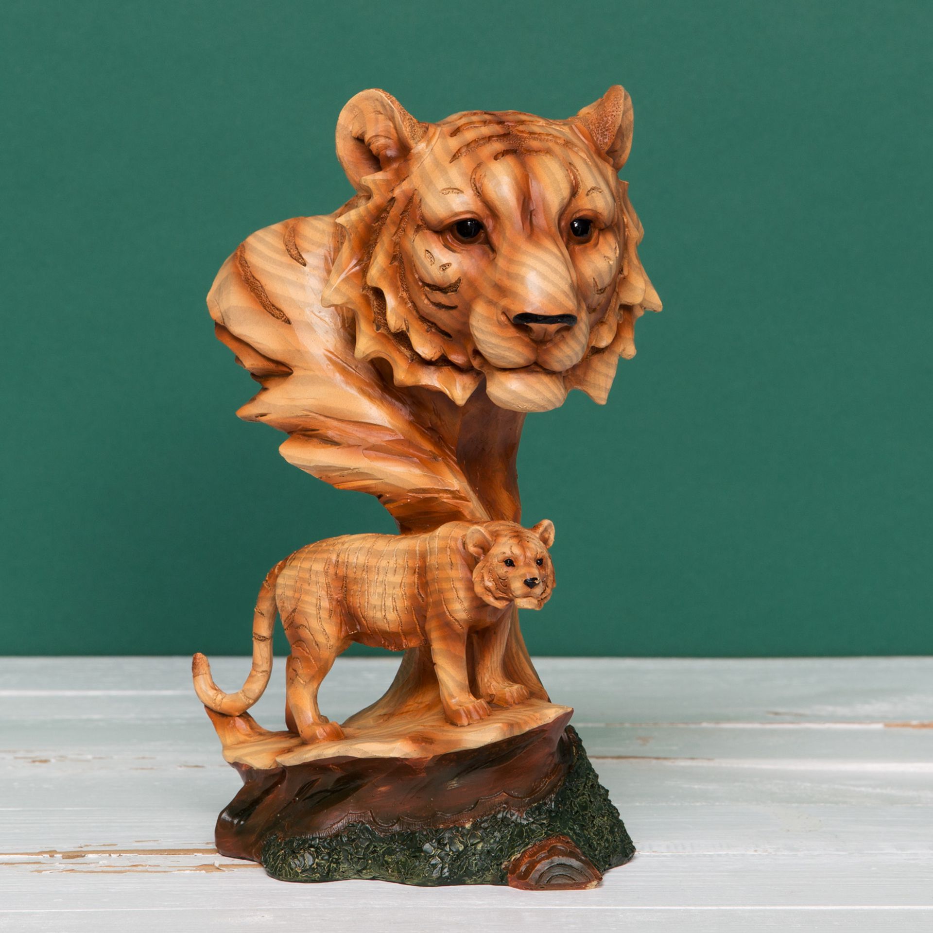 Naturecraft Wood Effect Resin Figurine - Tiger & Cub | Widdop and Co.