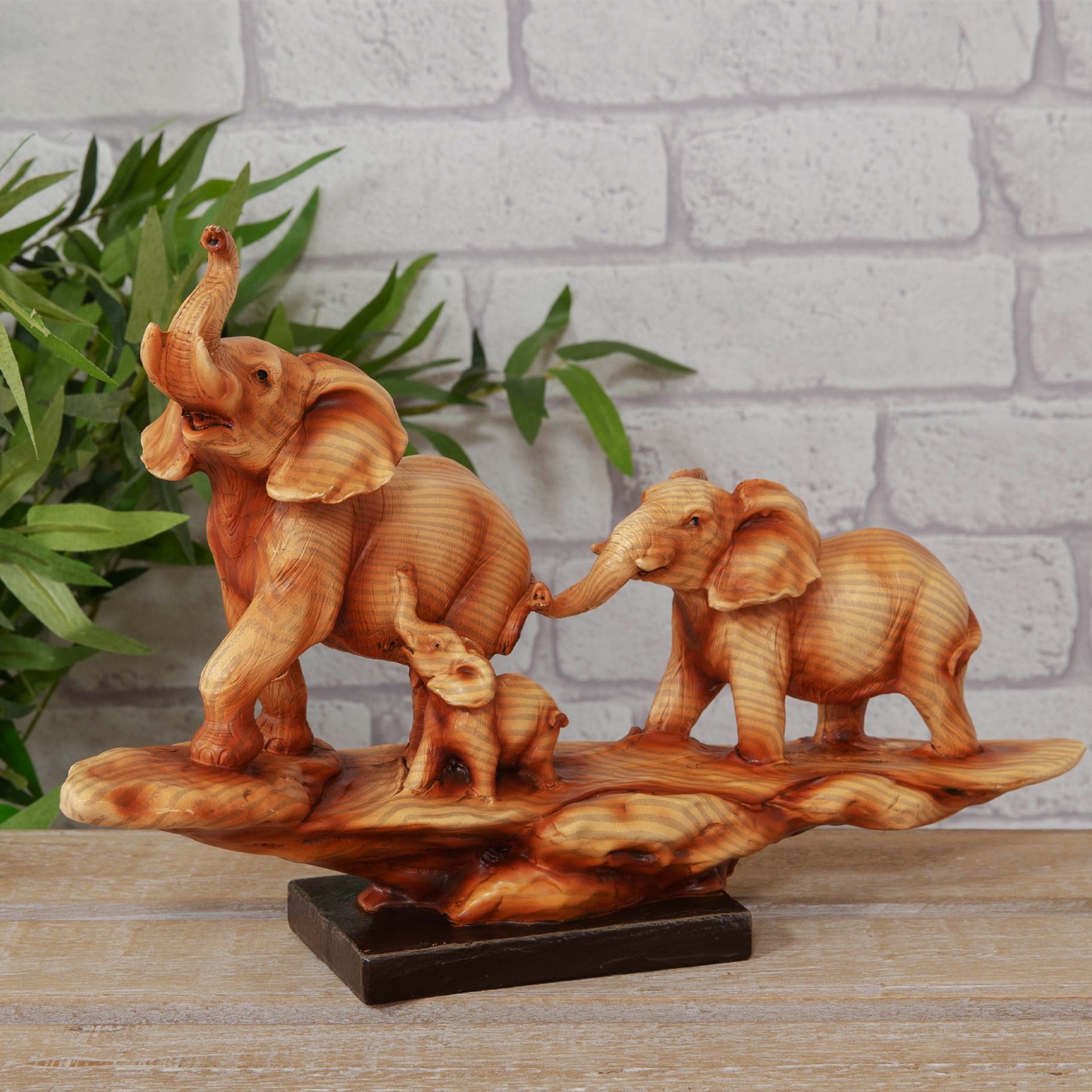 Naturecraft Wood Effect Resin Figurine - Elephant Family | Widdop and Co.