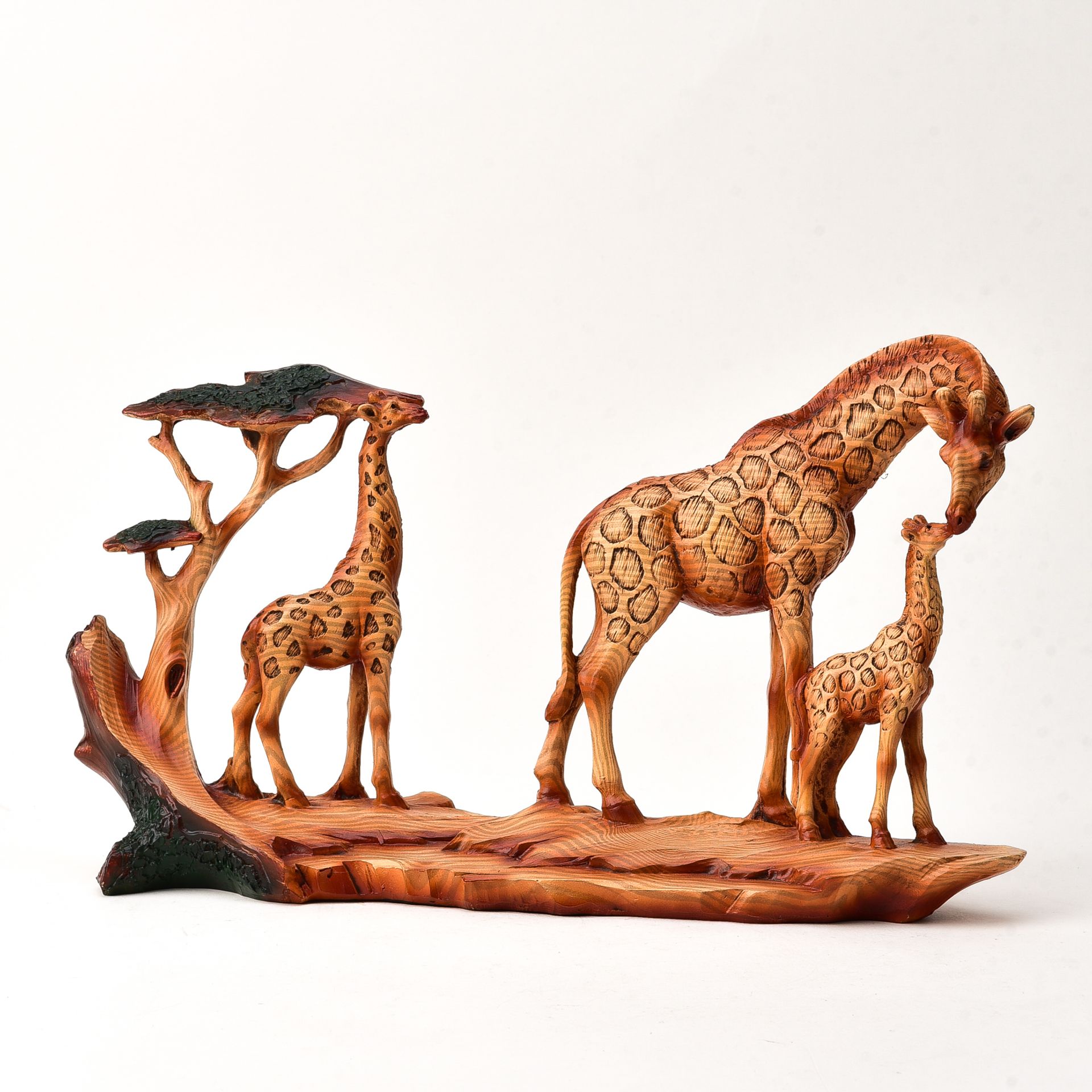Naturecraft Wood Effect Resin Figurine - Triple Giraffe | Widdop and Co.