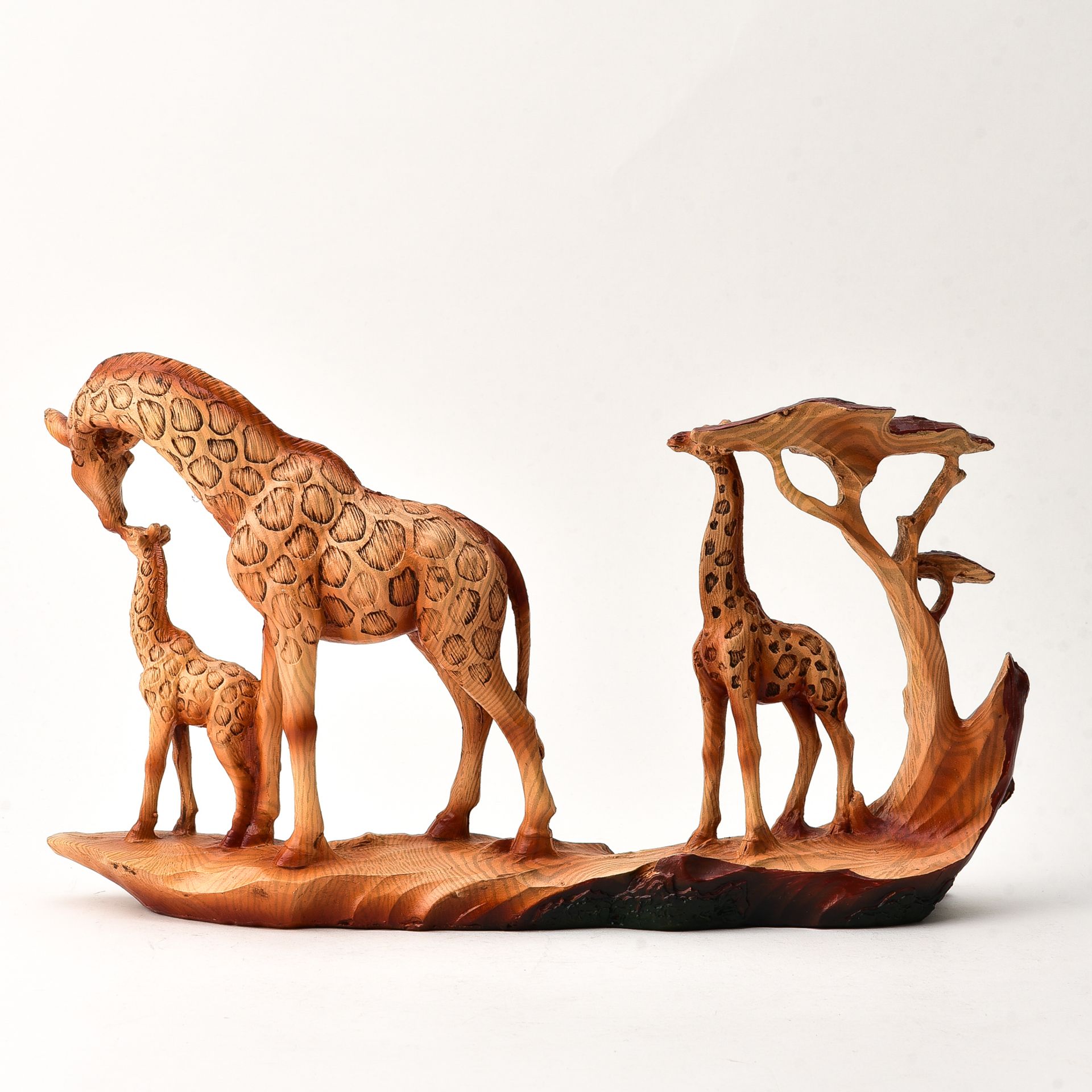 Naturecraft Wood Effect Resin Figurine - Triple Giraffe | Widdop and Co.