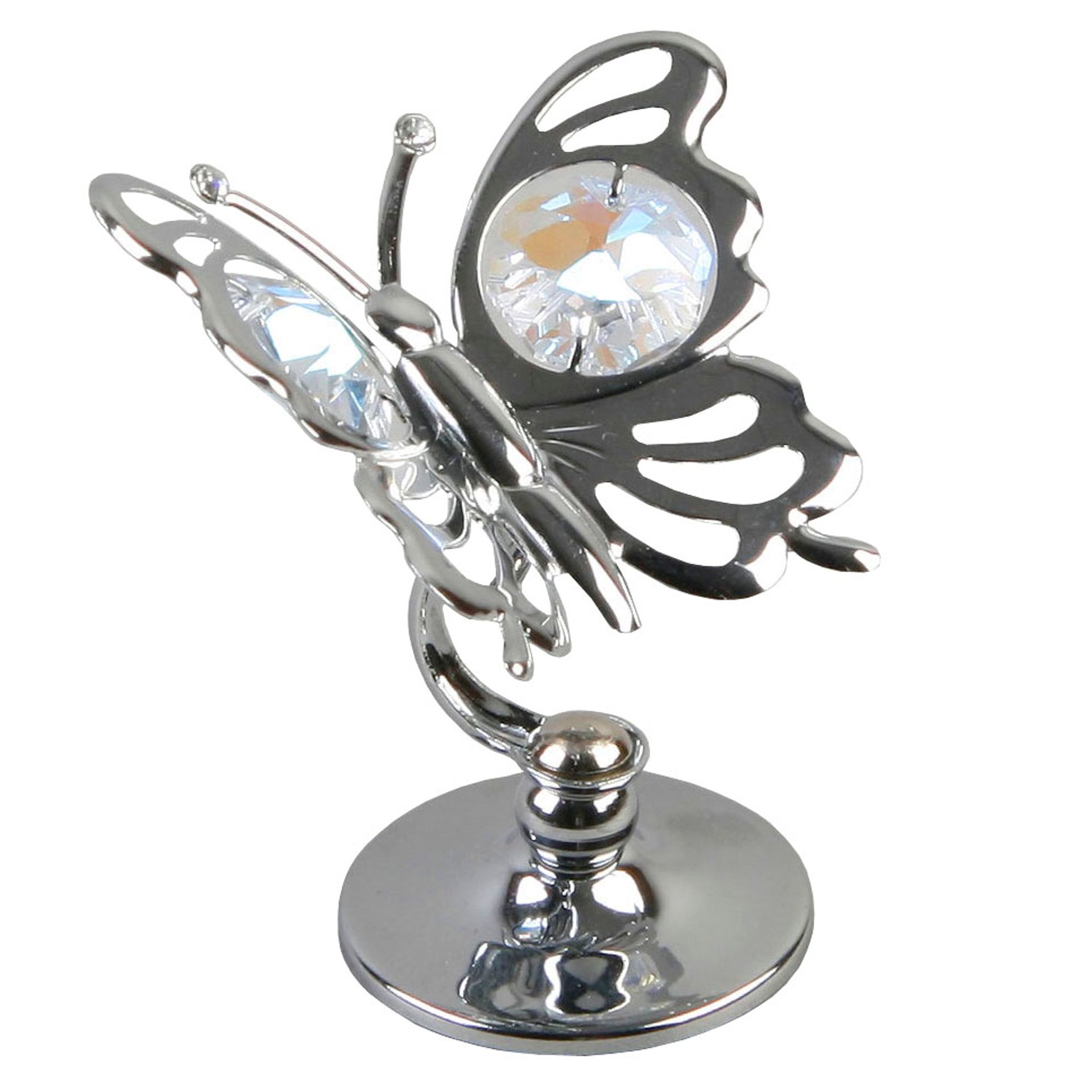 Crystocraft Chrome Plated Butterfly Ornament With Crystal | Widdop and Co.