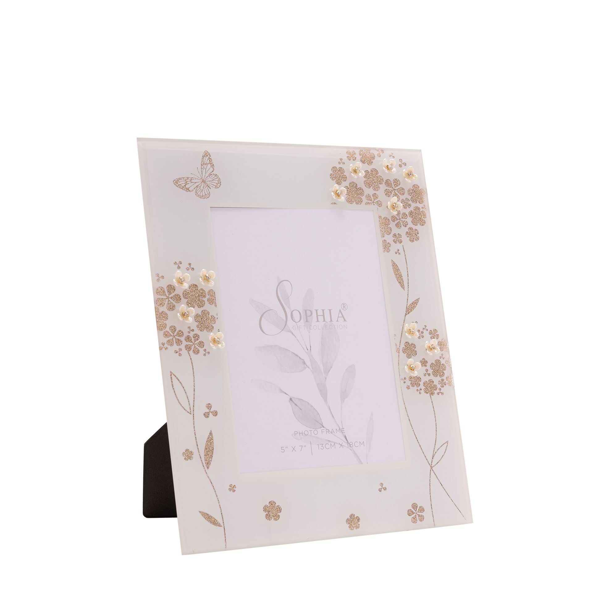 Sophia Glitter Butterfly Photo Frame 5" x 7" | Widdop and Co.