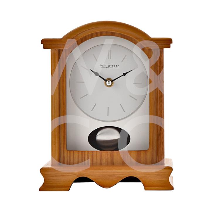 Wm.Widdop Broken Arch Pendulum Mantel Clock Oak Effect | Widdop and Co.