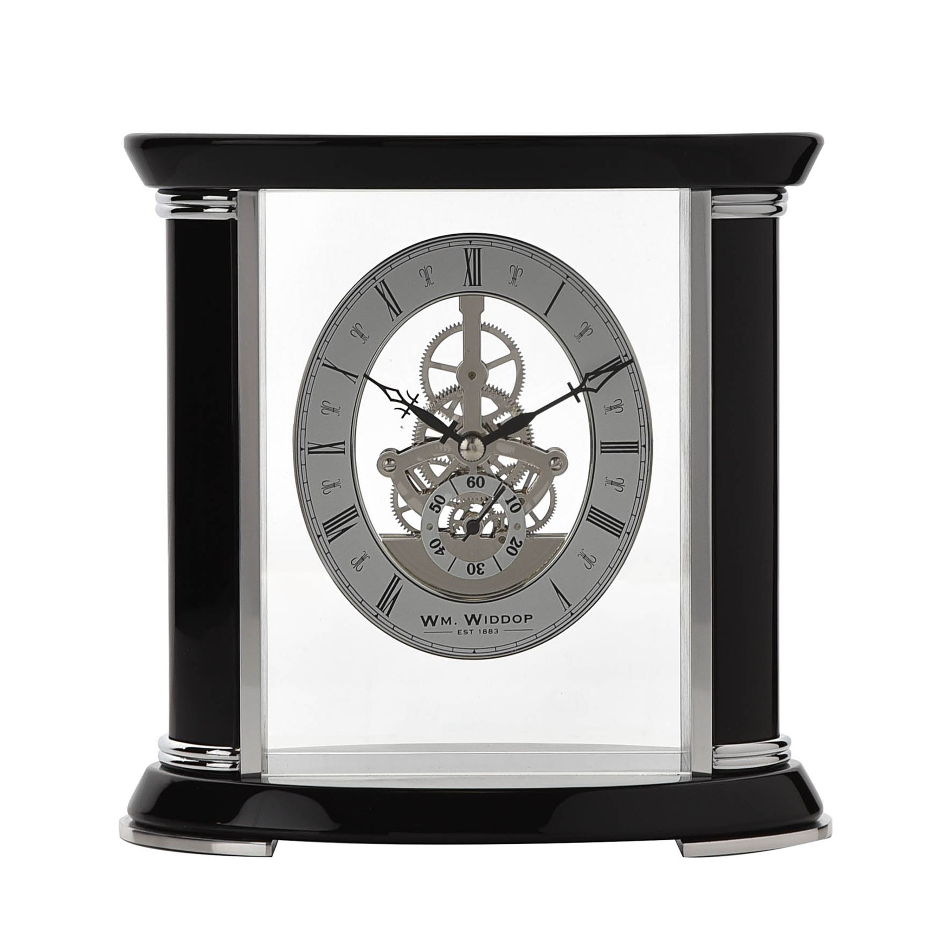 Wm.Widdop Piano Wood Skeleton Movement Mantel Clock 19.5cm | Widdop and Co.