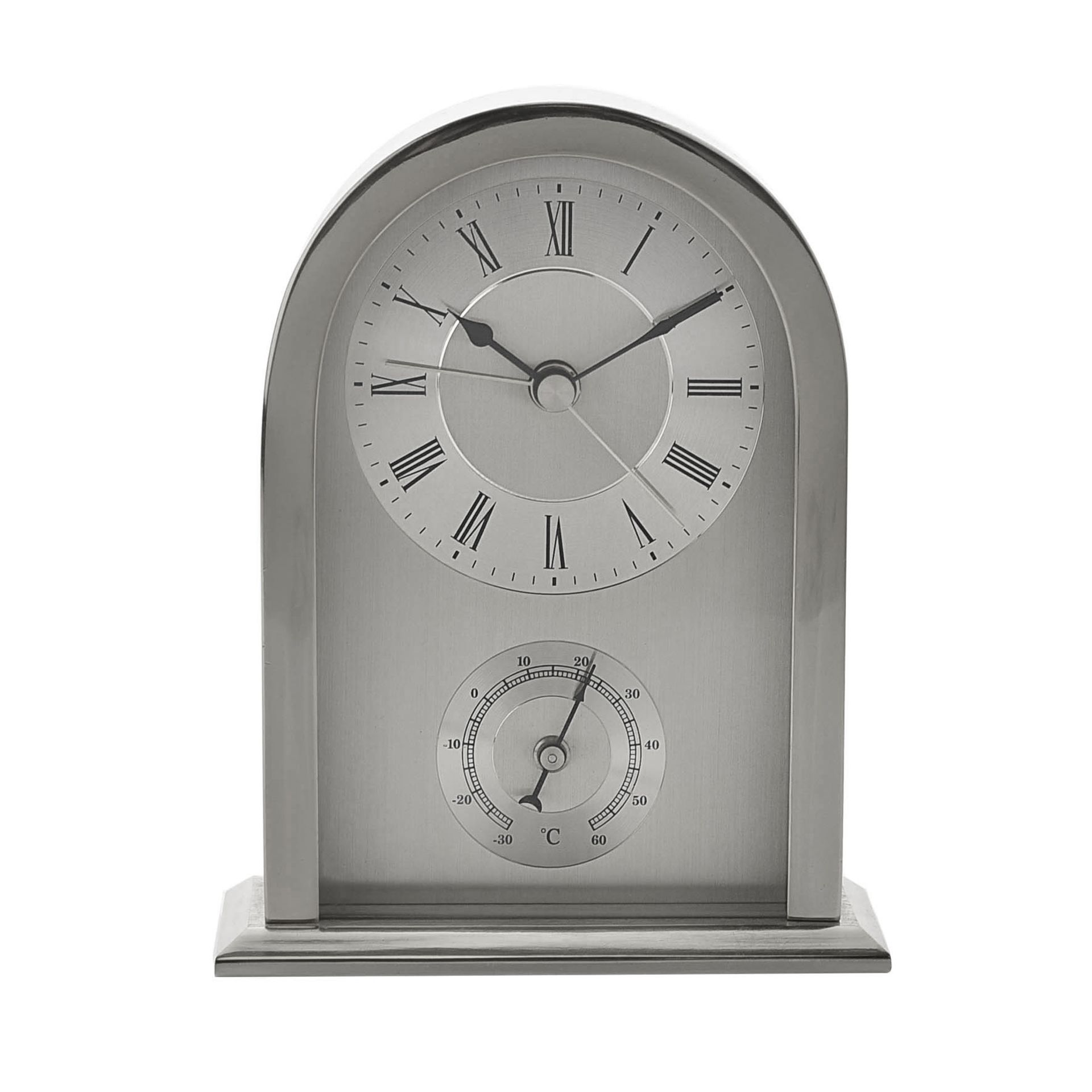Wm.Widdop Arched Silver Aluminium Mantel Clock | Widdop and Co.