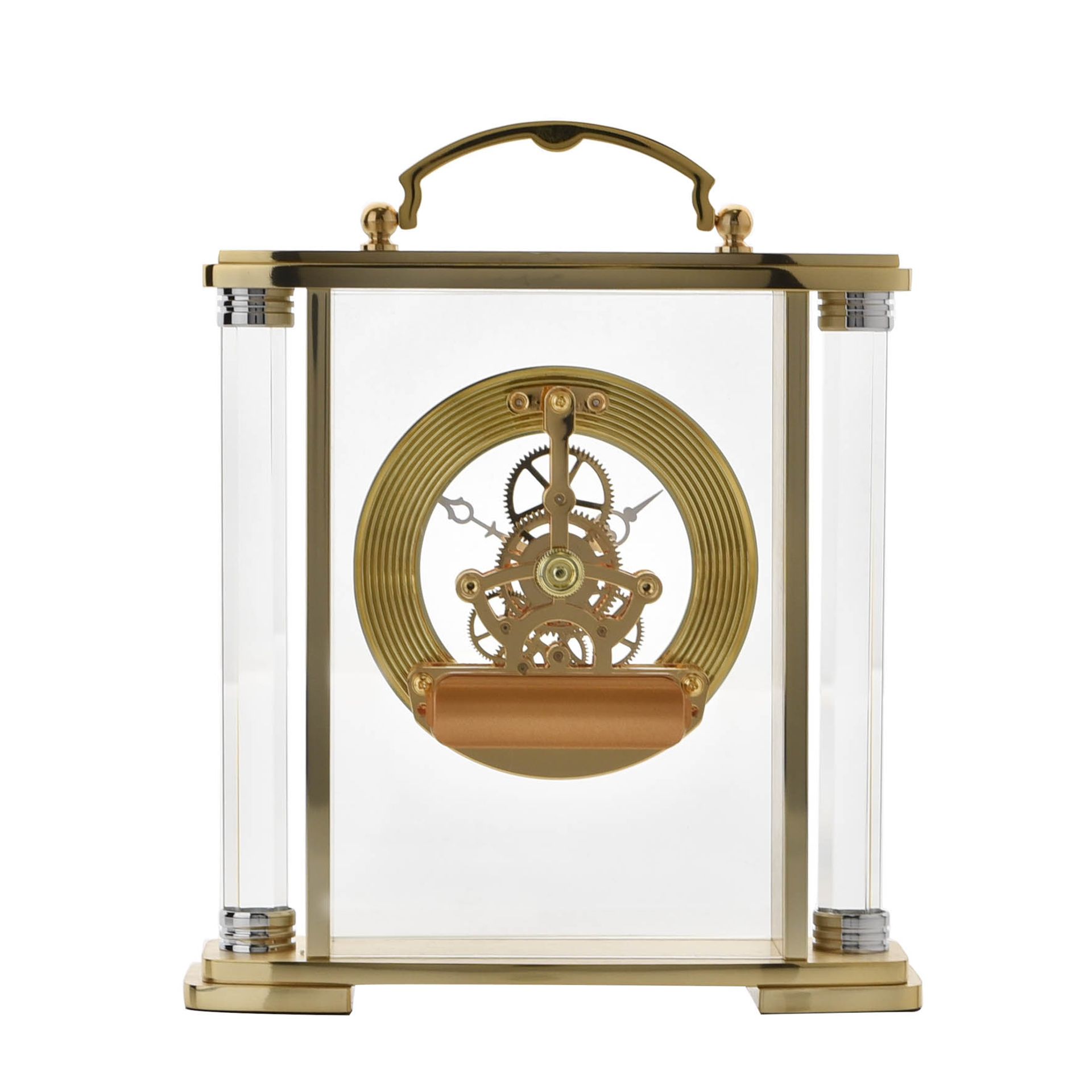 Wm. Widdop Gold Mantel Clock with Handle Skeleton Movement *(12/10 ...