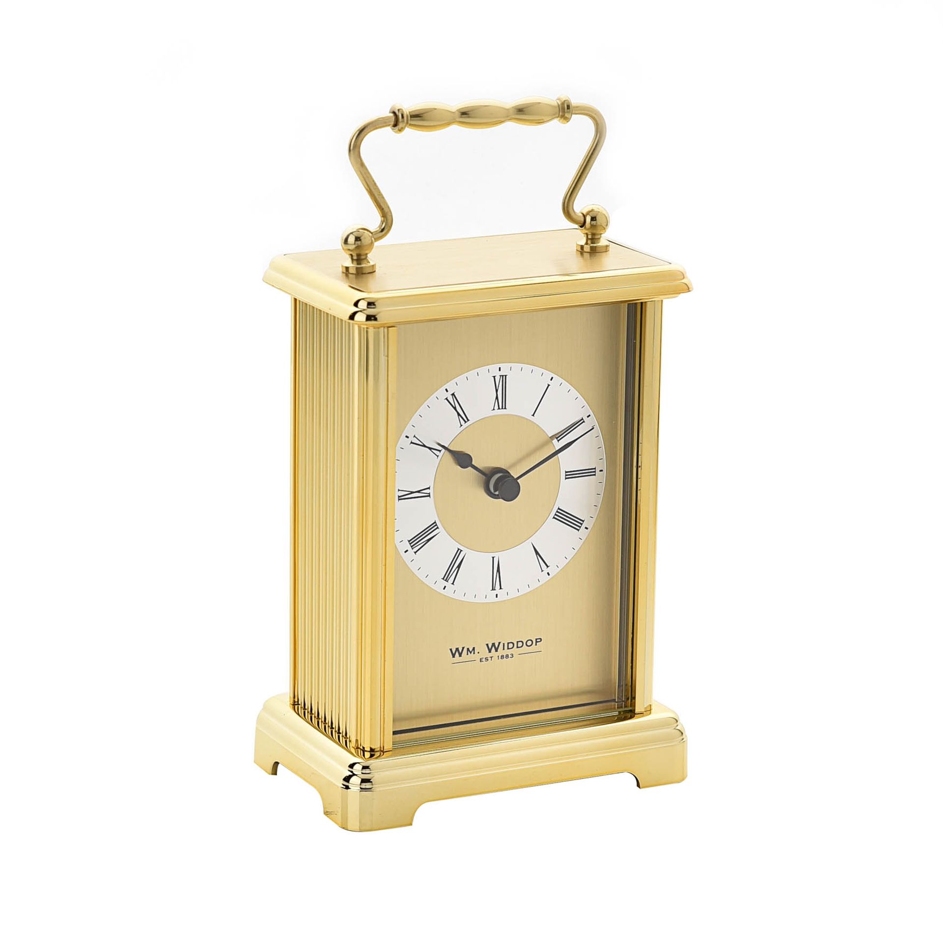 Wm.Widdop Carriage Clock - 2 tone gilt dial | Widdop and Co.